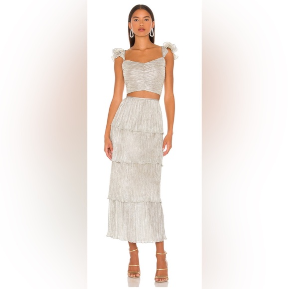 SAYLOR | Skirts | Saylor Silver Tiered Dress Set Skirt Top | Poshmark